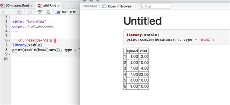 use xtable to print html table in r markdown file stack overflow