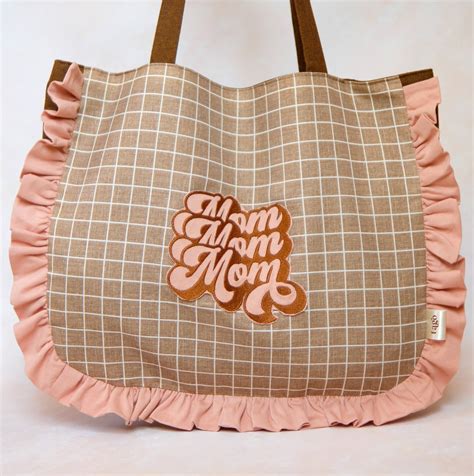 Tote Bag Graphic Retro Grid In Mushroom T Ago