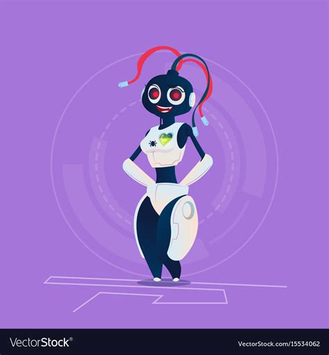 Cute Female Robot Wear Ninja Mask Modern Vector Image