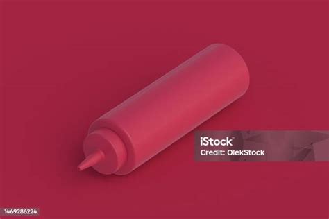 빨간색 배경에 자홍색 케첩 병 2023년 올해의 컬러 3d 렌더링 디지털 생성 이미지에 대한 스톡 사진 및 기타 이미지 디지털 생성 이미지 병 케첩 Istock