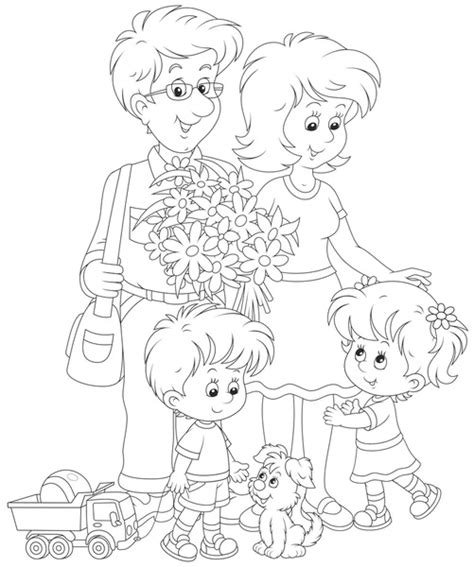 3349 Ilustraciones De Stock De Familia Colorear Depositphotos