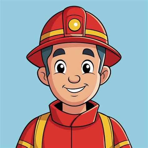 Premium Vector A Cartoon Of A Fireman Wearing A Firemans Helmet