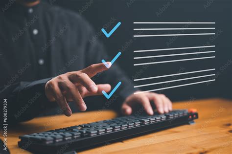 Stock Foto Checklist And Filling Survey Form Online Document