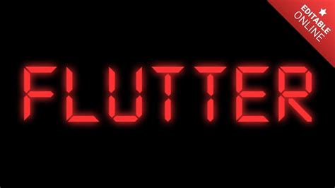 Flutter Red Digital Clock Text Effect Generator