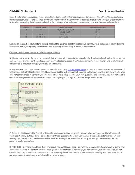 Exam Notes Instructor Dr Weaver Chm Biochemistry Ii Exam Lecture Handout Exam