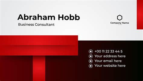 Template Desain Kartu Nama Merah Hitam Dan Putih Gaya Bersih Modern