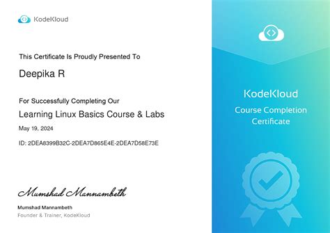 Learning Linux Basics Course And Labs Certificate Kodekloud