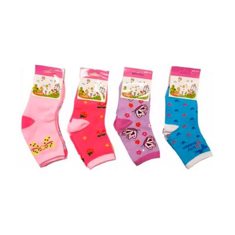 Generico Pack De 12 Pares Calcetas Niñas Algodón Surtidos 6 8 St