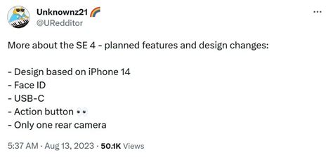 Latest Iphone Se 4 Rumored Specs Action Button Face Id Usb C Iphone