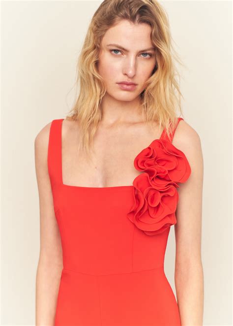 Maxi Flower Flared Jumpsuit Women Mango Usa