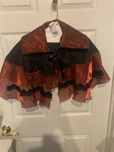 Disguise Sexy Vampiress Costume Cape Capelet Red Blac Gem
