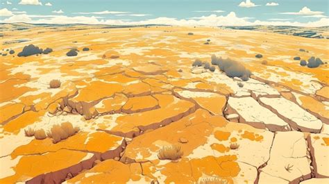 Paisaje Natural Con Desierto De Dibujos Animados Y Naturaleza Seca