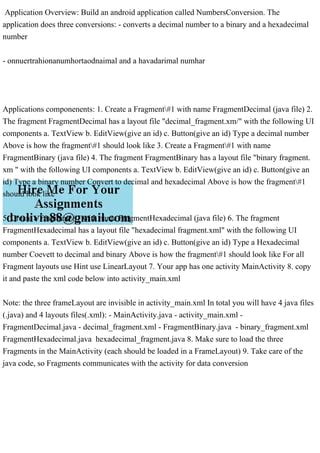 Application Overview Build An Android Application Called Numbersconv Pdf