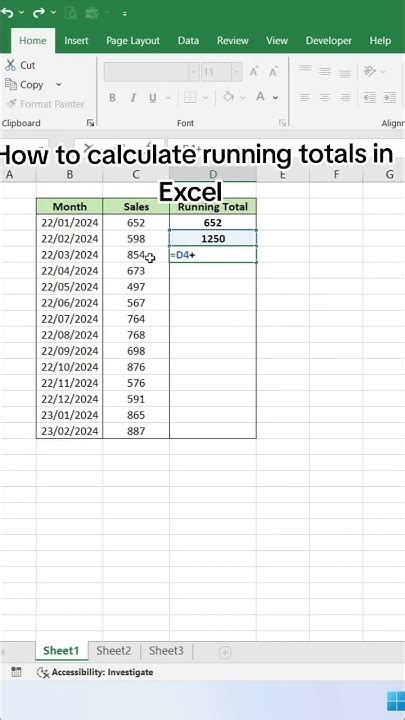 How to calculate running totals in Excel - YouTube
