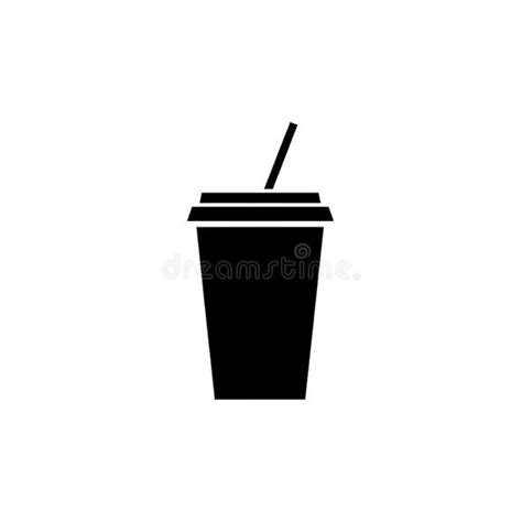 Black Silhouette Of A Disposable Drink Cup With Straw Stock Vector