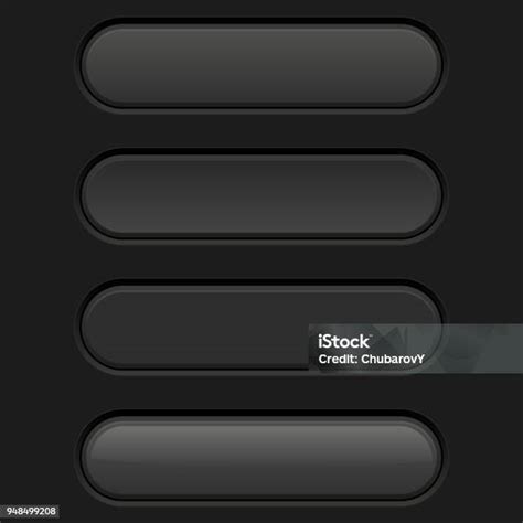 Vetores De Botões De Interface Oval Preto Normal E Ativo Empurrou Passe