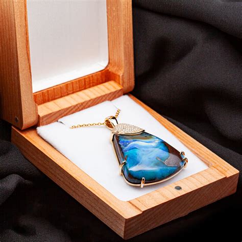 Iluka Blue Australian Boulder Opal Necklace World Treasure Designs