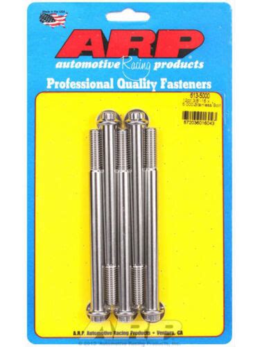 Arp Bolt Kit 12pt 38 16x500 Uhl W 38 Socket Stainless 5pk 613 5000