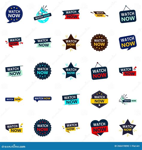 25 Eye Catching Watch Now Banners To Grab Attention Stock Vector