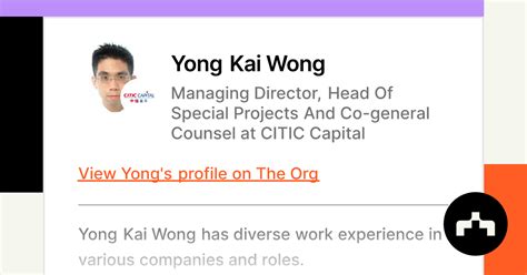 Yong Kai Wong Managing Director Head Of Special Projects And Co General Counsel At Citic