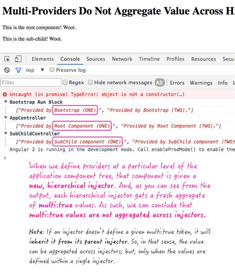 Multi Providers Do Not Aggregate Value Across Hierarchical Injectors In