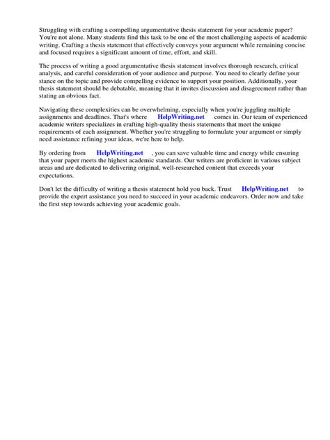 How To Write A Good Argumentative Thesis Statement Pdf Essays
