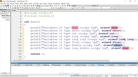 9 Demonstration Print The Byte Size Of The Basic Data Types Youtube