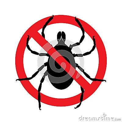 Stop Ticks Sign Prohibitory Symbol Template For Use In Medical Agitation Vector Illustration