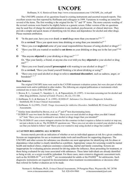 Uncope Evince Assessment