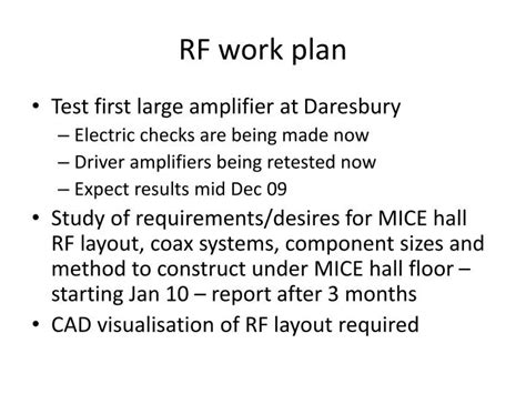 Ppt Rf Work Plan For Testing Large Amplifier At Daresbury Powerpoint Presentation Id6824576