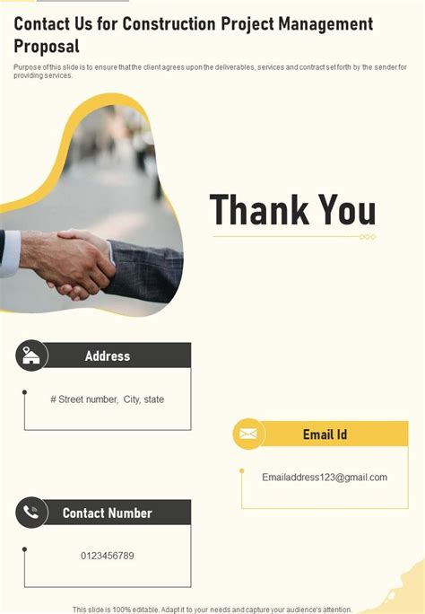 Contact Us For Construction Project Management Proposal One Pager Sample Example Document Ppt