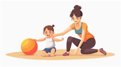 Madre Activa Usando Una Pelota De Medicina En Ejercicio Con El Bebé