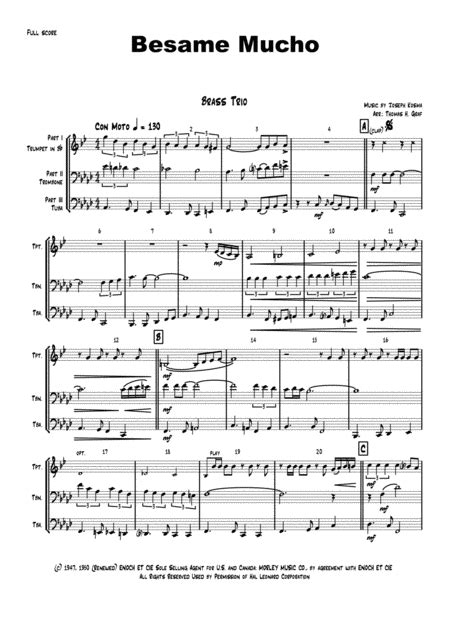 Besame Mucho Kiss Me Much Arr Thomas H Graf Sheet Music The