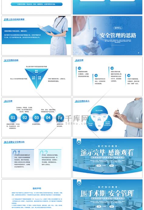 蓝色医疗围手术期安全管理ppt 免费ppt模板下载 千库网