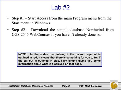 Ppt Cgs 2545 Database Concepts Spring 2014 Lab 2 Powerpoint
