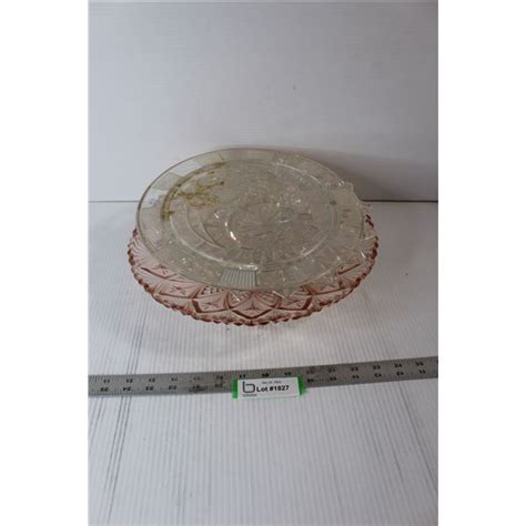 Fancy Pink Glass Bowl Fancy White Glass Bowl And Matching Platter