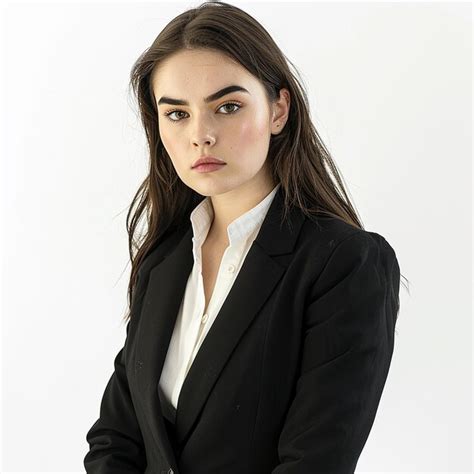 Premium Photo A Woman In A Suit With A Serious Expression On Her Face