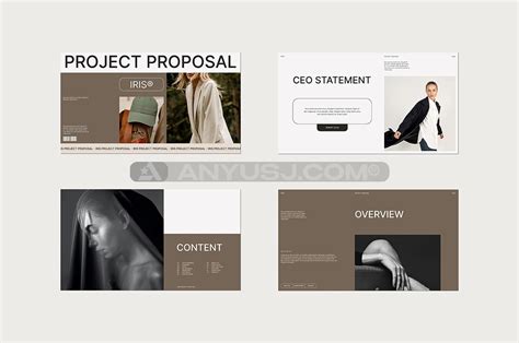 20张极简公司简介项目提案营销ppt幻灯片排版设计iris Project Proposal 安鱼设计资源丨优质平面设计资源共享站