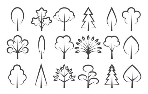 Premium Vector Trees Linear Icons Set