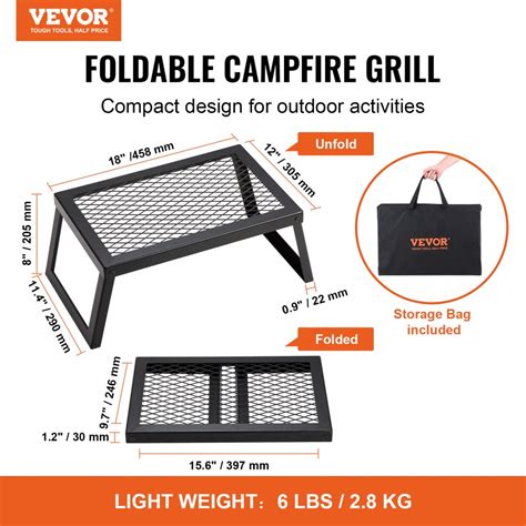 Vevor Folding Campfire Grill Heavy Duty Steel Mesh Grate 18 Portable