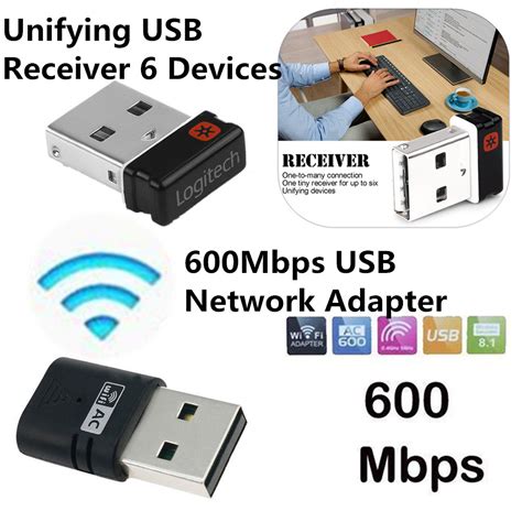 Unifying Receiver 1 To 6 Devices For Logitech USB Wireless Keyboard Dongle Mouse 6 Way Wireless