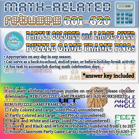 Partly Colored Rebus Puzzle Game Frames PNGs Made By Teachers