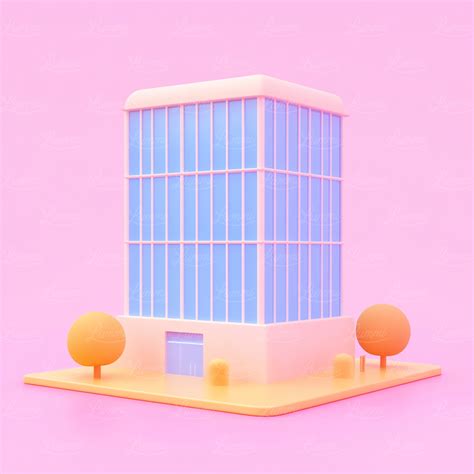 Stylized 3d Model Of Modern Building 3d Image On Lummi