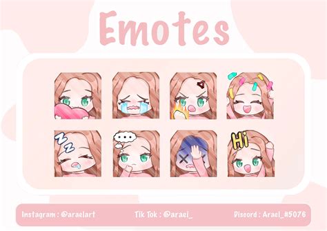 Cute Redhead Chibi Girl Emotes Etsy
