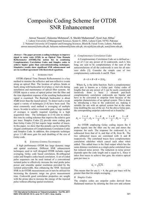 Pdf Composite Coding Scheme For Otdr Snr Enhancement