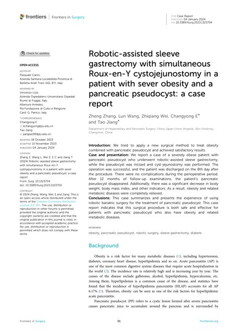 Pdf Robotic Assisted Sleeve Gastrectomy With Simultaneous Roux En Y Cystojejunostomy In A