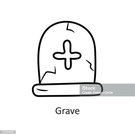 무덤 벡터 개요 아이콘 디자인 그림 흰색 배경에 할로윈 기호 Eps 10 파일 Southern Arizona에 대한 스톡 벡터