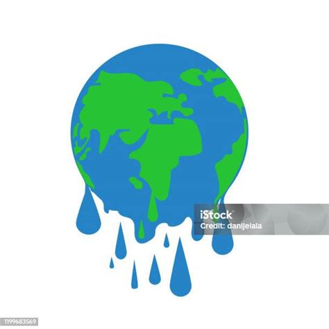 Bumi Leleh Konsep Pemanasan Global Ilustrasi Vektor Datar Ilustrasi