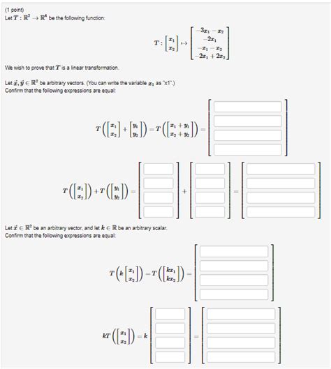 Solved 1 Point Let T R2R4 Be The Following Function Chegg Com