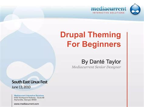 Drupal Theming For Beginners Danté Self 2010 Ppt